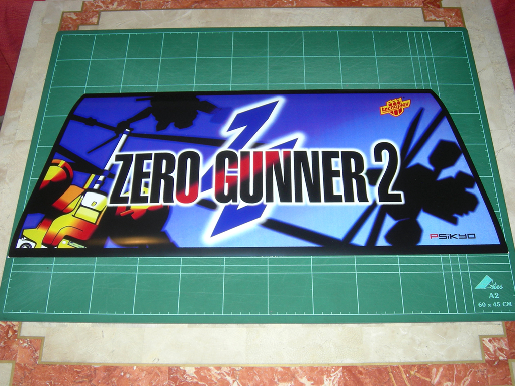 "ZERO GUNNER 2 MARQUEE" (PSIKYO) scanned 600 dpi and restored by Zona Arcade & Mikonos